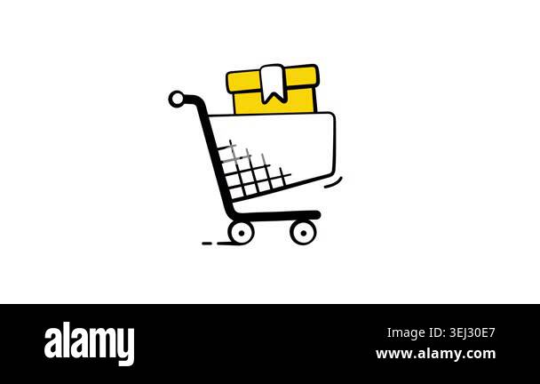 An eye catching hand drawn animated icon of shopping cart, online ...