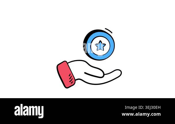 Hand holding a badge, point symbolizing loyalty points, modern animated ...