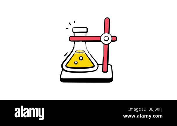 Well designed doodle style animated icon of of chemistry experiment ...