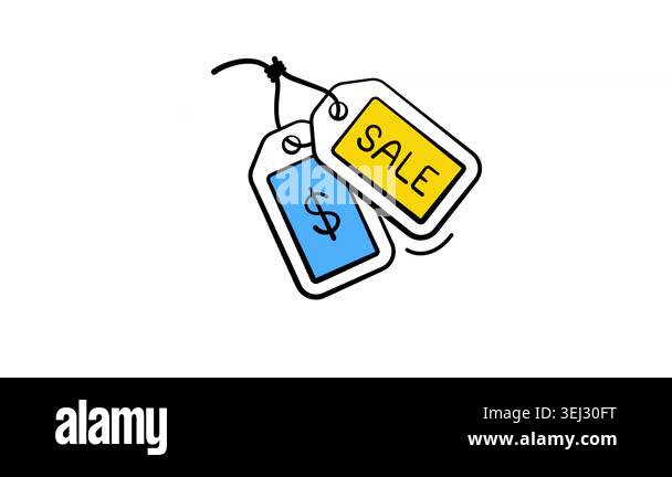 Sale tag doodle animated icon symbolizing discount offers and product ...