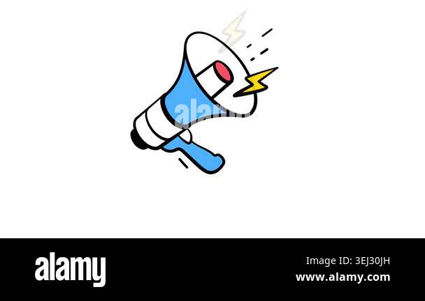 Advertising, sales, and ecommerce marketing, megaphone hand drawn ...