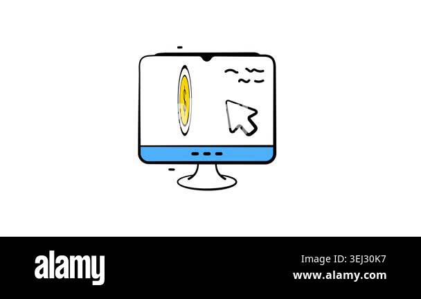 Monitor with dollar animated icon symbolizing digital purchase and ...