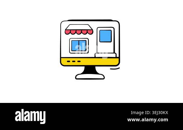 Download this amazing hand drawn animated icon of online store in ...