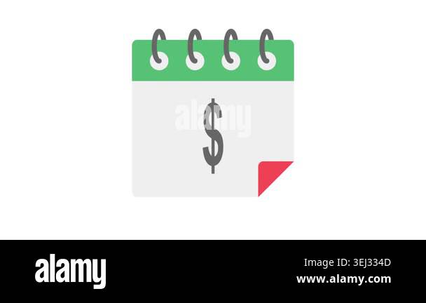 A flat, minimalist calendar animated icon with a dollar sign, ideal for ...