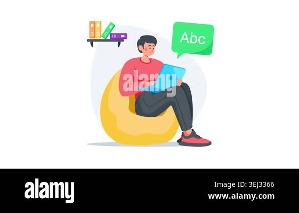 Well designed flat animated illustration illustration of a student ...