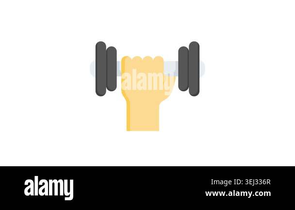 Hand holding dumbbell, concept animated icon of workout, trendy flat ...