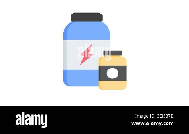 Download this premium animated icon of protein jar, energy booster ...