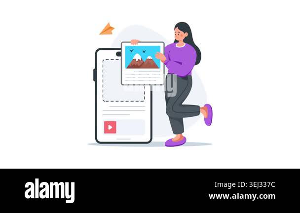 Here is a modern illustration of a student uploading project online ...