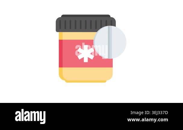 Medicine jar with tablet, concept animated icon of drugs, pharmacy ...