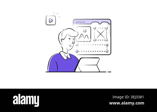 Interactive Website animated illustration with Modern UI and Coding ...