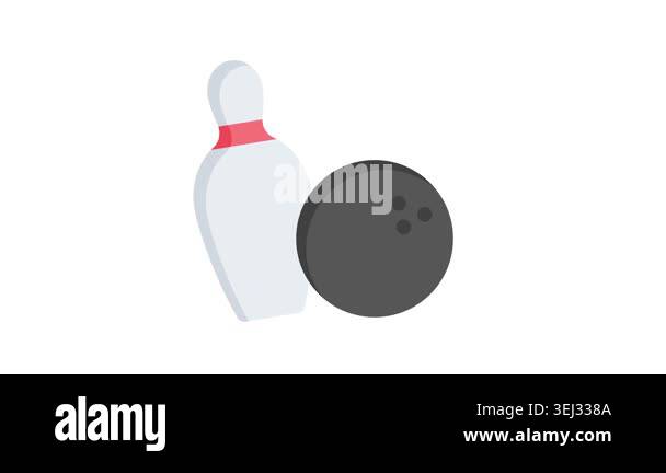 Skittle with bowling ball showing concept animated icon of bowling game ...