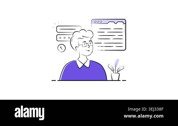 Website Login animated illustration with Secure Password and ...