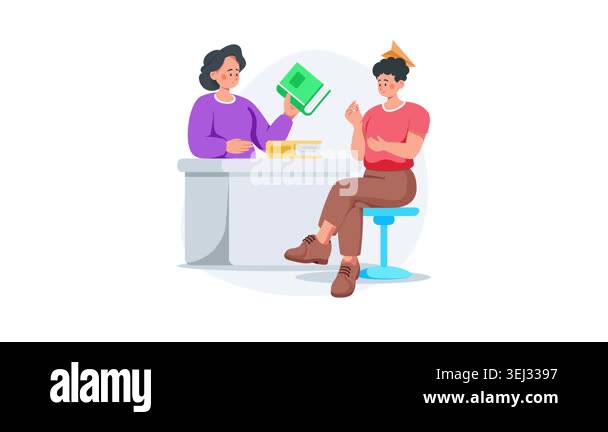 Well designed flat animated illustration illustration of a teacher ...