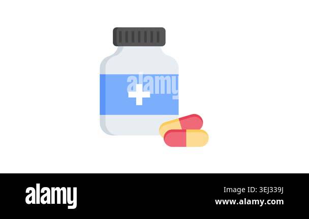Medicine jar with capsules, concept animated icon of drugs, pharmacy ...