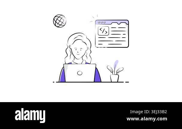 Woman working on web development project, focused on coding, ready to ...