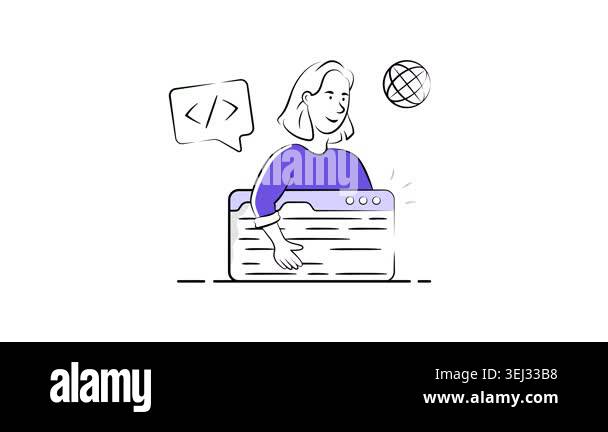 Creatively crafted amazing animated illustration of website development ...