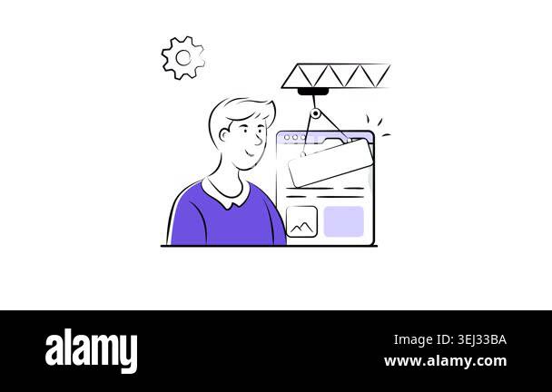 Creatively crafted amazing animated illustration of website maintenance ...