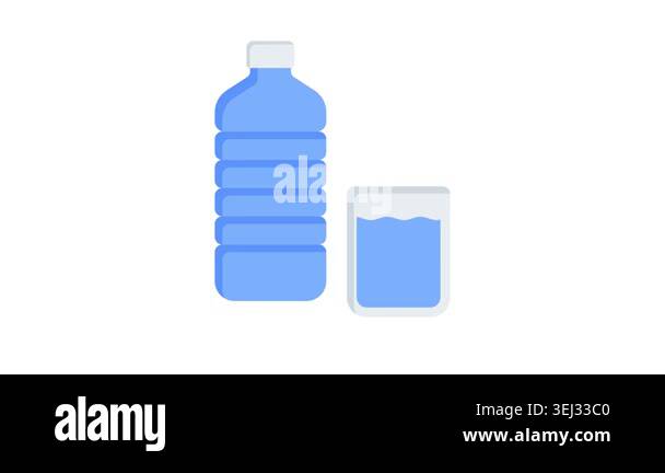 Water bottle and glass, flat editable design, ready for premium use ...