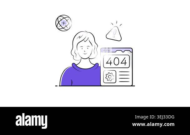 animated illustration of woman facing a webpage error, premium vector ...