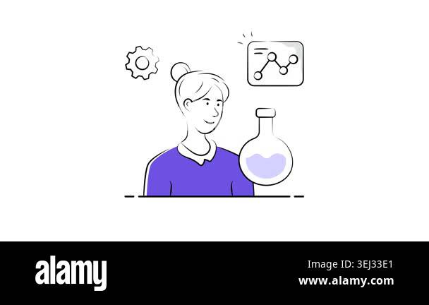 Science Student Learning Experiment with Laboratory Equipment animated ...