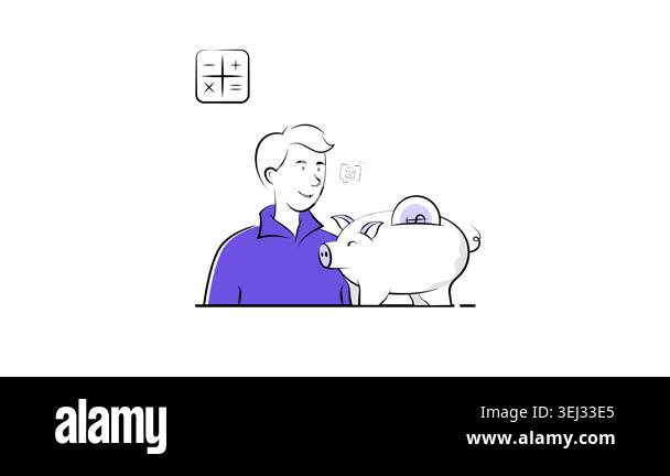 Here is a hand drawn animated illustration of money savings in modern ...