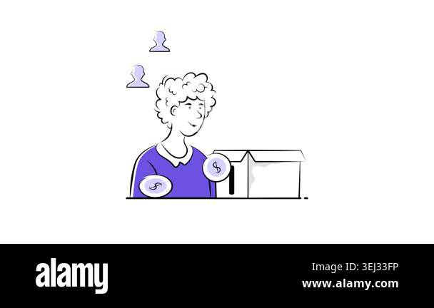 Crowdfunding animated illustration with People Funding Business Ideas ...