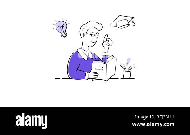 Smart student studying books and achieving great success, modern ...
