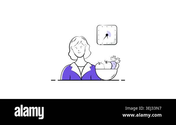 Creatively crafted animated illustration of nutrition specialist in ...