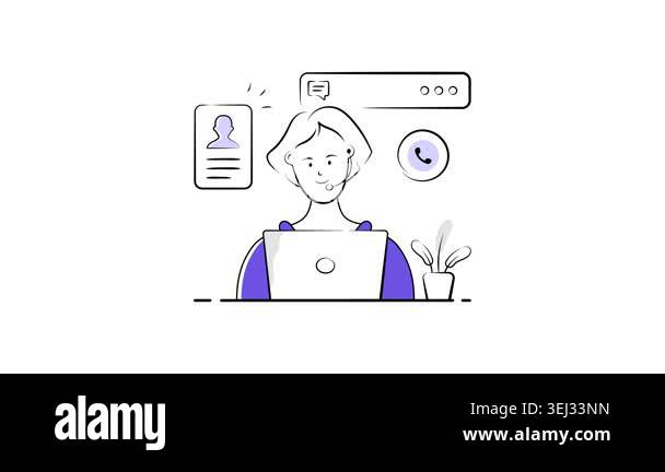 Ready to use animated illustration of telehealth in trendy design style ...