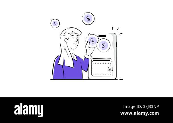 Beautifully designed hand drawn animated illustration of a customer ...