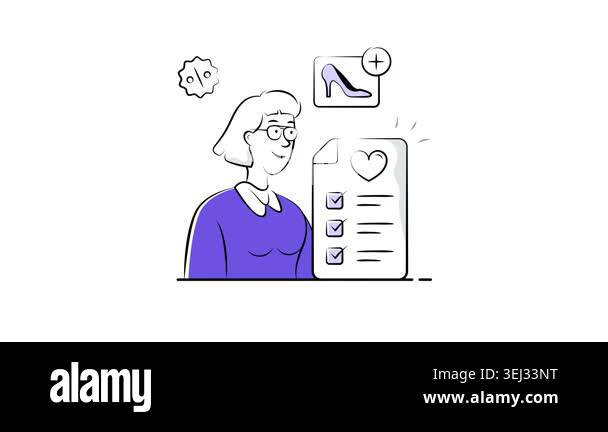 Hand drawn vector animated illustration of customer adding products to ...