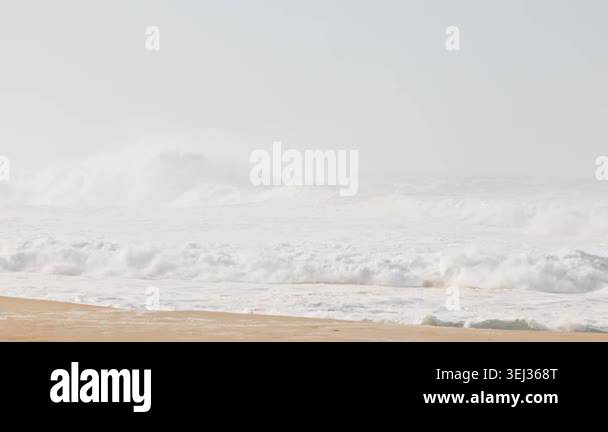 Big waves crushing in winter season in Nazare, Portugal Stock Video ...