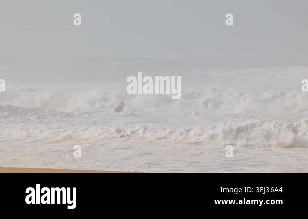 Big waves crushing in winter season. Nazare, Portugal - December 13 ...