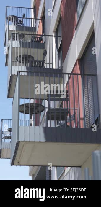 Vertical view of a contemporary residential building facade with ...