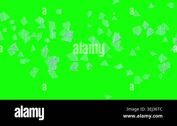 Abstract geometric glass shapes floating on green screen background for ...