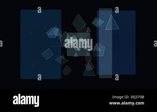 Abstract geometric shapes floating and moving in digital space for ...