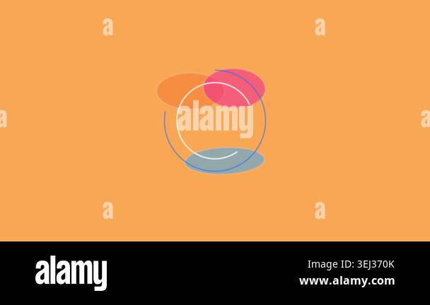 Dynamic abstract geometric shapes with colorful overlaps on orange ...