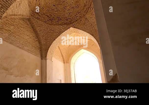 Beautiful tilt-up shot of ancient brick vault ceiling and geometric ...