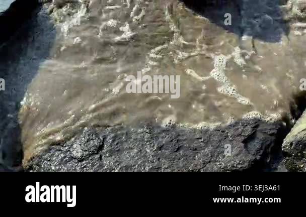 High Angle View of Rapid Muddy Current Sweeping Across and Splashing ...