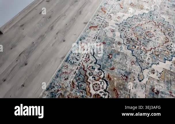 Natural wood laminate parquet floor. Room with floating laminate in new ...