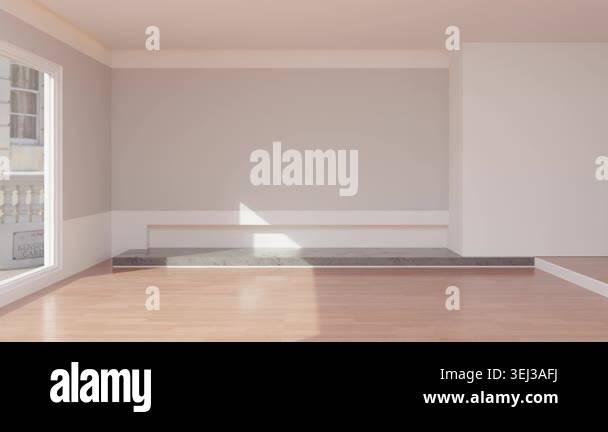 Realistic 4K Empty Room Interior Animation with Furniture Appearing ...