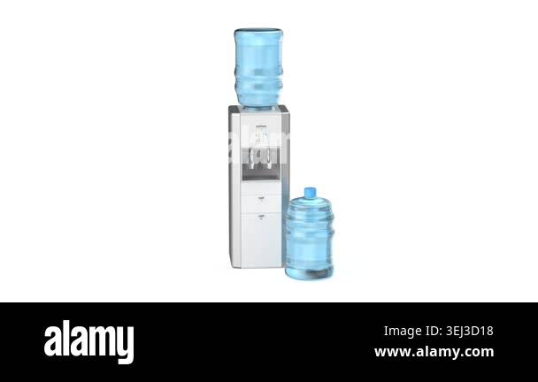 Freestanding electric water dispenser and large water bottle on white ...