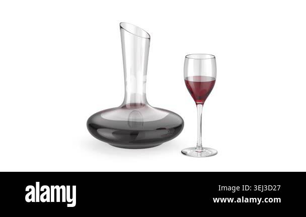 Decanter and glass of red wine on white background Stock Video Footage ...