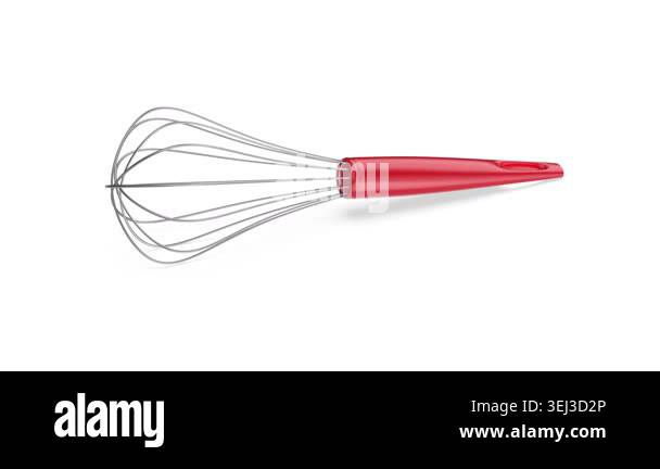 Balloon whisk with red handle on white background Stock Video Footage ...