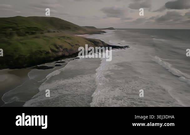 Drone cinematic view of sunrise beach and ocean in Queensland Australia ...