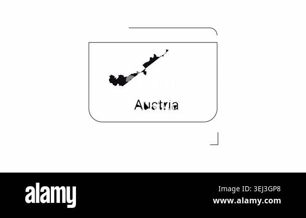 Digital illustration of Austria's map outline displayed on a computer ...