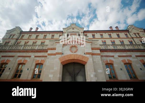 Wide frontal view of winery castle in Moldova, featuring the grand ...