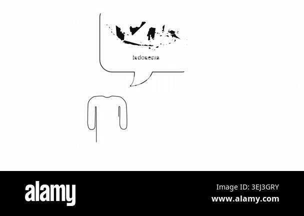 A minimalist line drawing of a person with a speech bubble containing ...