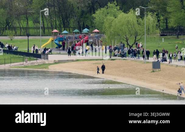 Chisinau, Moldova - April 16, 2026: A wide view of a park with a ...
