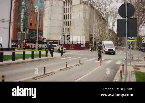 Chisinau, Moldova - April 3, 2026: City street scene with pedestrians ...